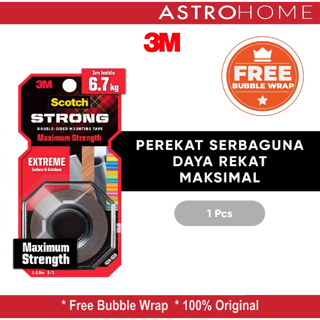 Jual Perekat Isolasi Serbaguna Scotch 3M Indoor Outdooor Double Sided Extreme Mounting Tape 414 ...