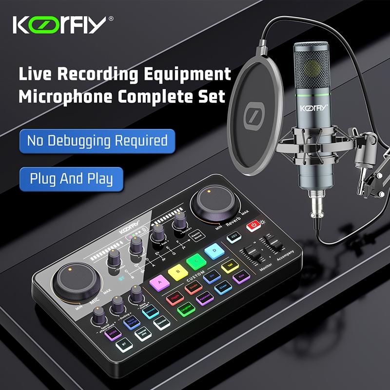 Jual KOORFLY KF04 48V Sound Card cahaya RGB Sound Card Mixer Bluetooth Audio USB External ...