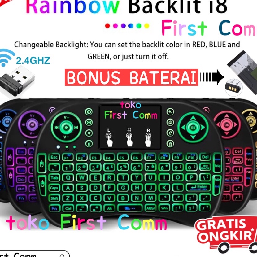 Jual Mega M Keyboard i8 Wireless Toucad Mouse 7 Color Backlit Keyboard i8 Keyboard Android TV ...