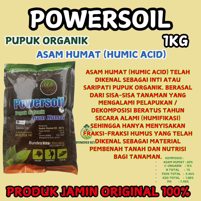 Jual POWER SOIL Asam humat 1Kg (humic acid) Pupuk Organik POWERSOIL 1Kg Original | Shopee Indonesia