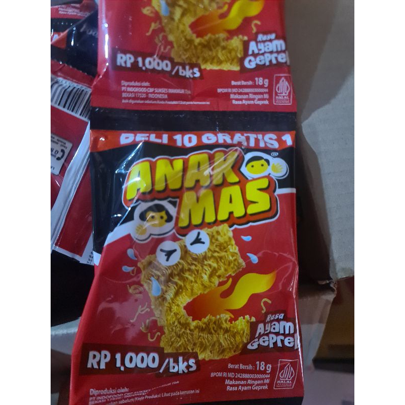 Jual Anak mas snack mie kering pedas isi 10 gratis 1 | Shopee Indonesia