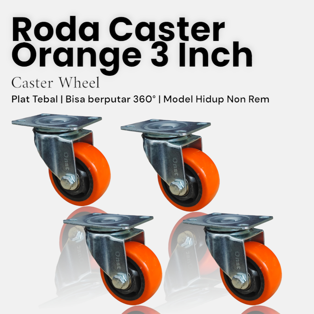 Jual Roda Orange caster 3 Inch Plat Tebal Hidup Tanpa Rem | Shopee ...