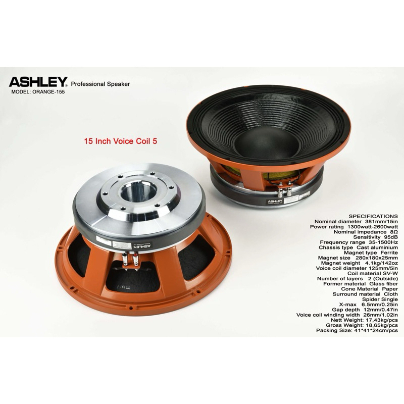 Jual SPEAKER ASHLEY ORANGE 155 / ORANGE155 - 15 INCH SUBWOOFER ORIGINAL ...