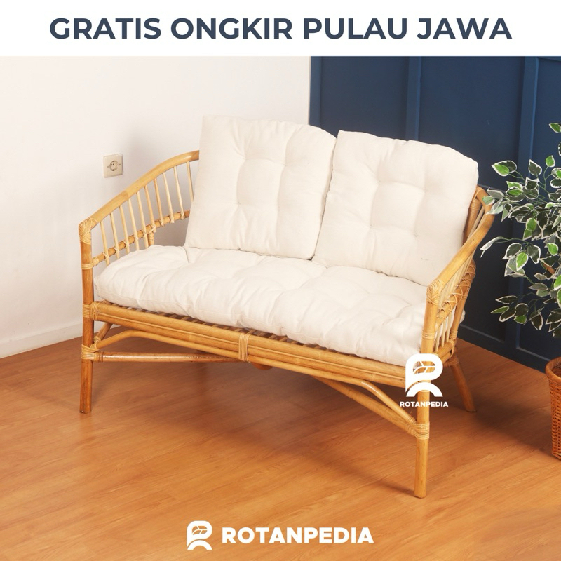 Jual Kursi Sofa Rotan Minimalis 2 Seater | Sofa Tamu Rotan | Kursi Sofa ...