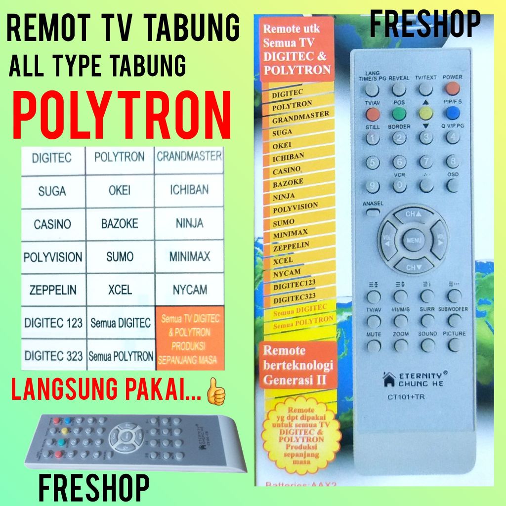 Jual REMOTE BISA SEMUA TYPE TV POLYTRON TABUNG LANGSUNG PAKAI TANPA SET ...