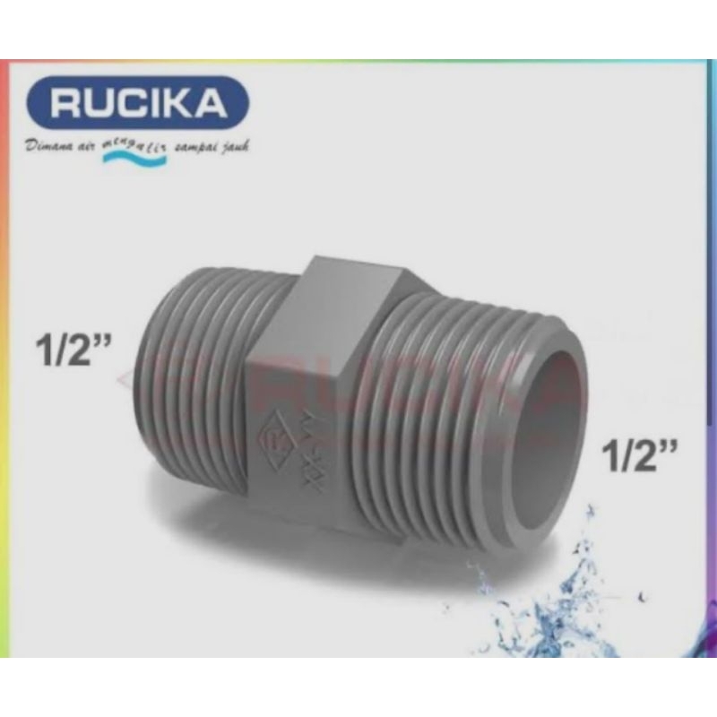 Jual Double nepel 1/2 inch Rucika AW | SokBuka > drat luar Pvc | Nepel drat luar | Shopee Indonesia
