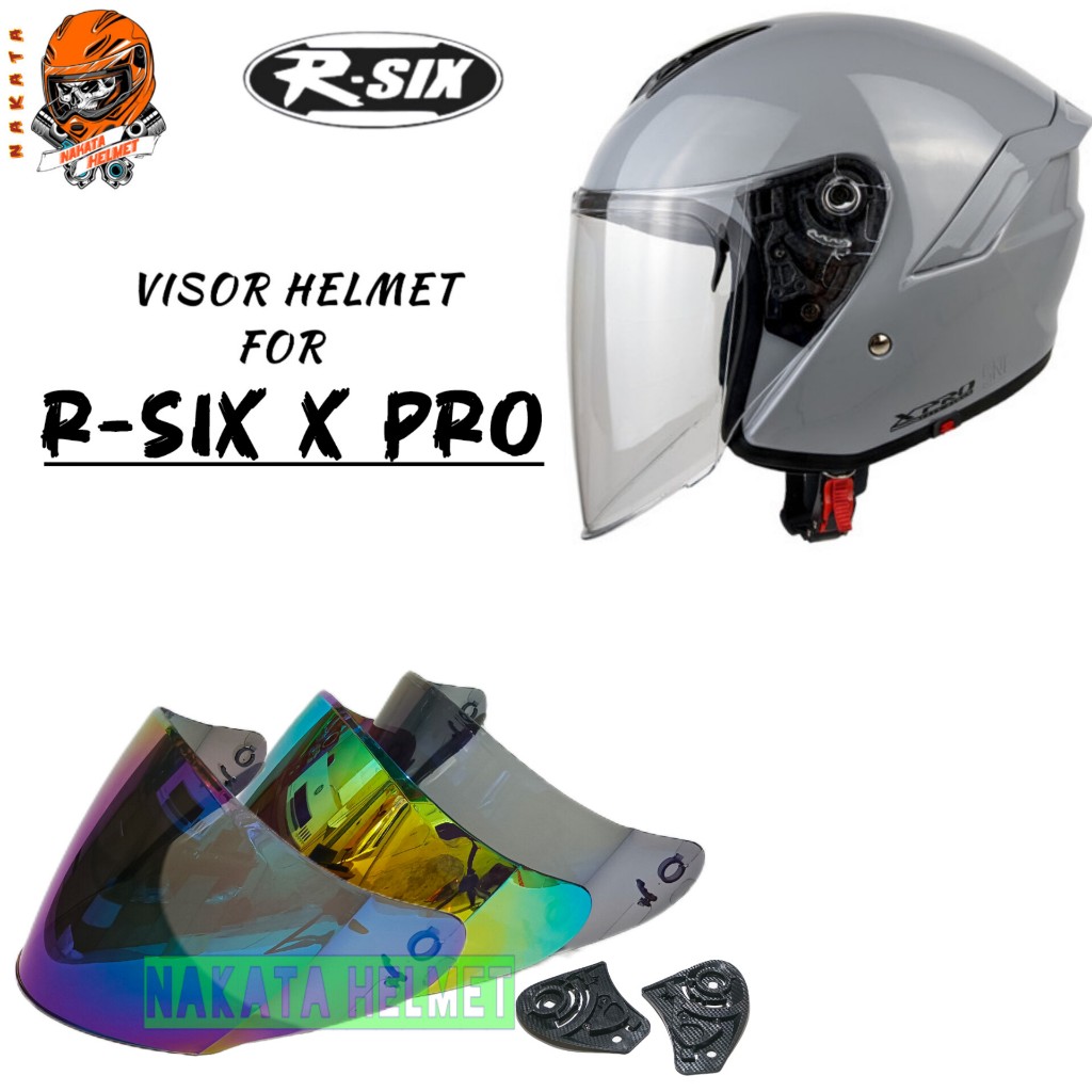 Jual Kaca helm R-SIX XPRO flat visor helmet rsix X PRO bening hitam red ...