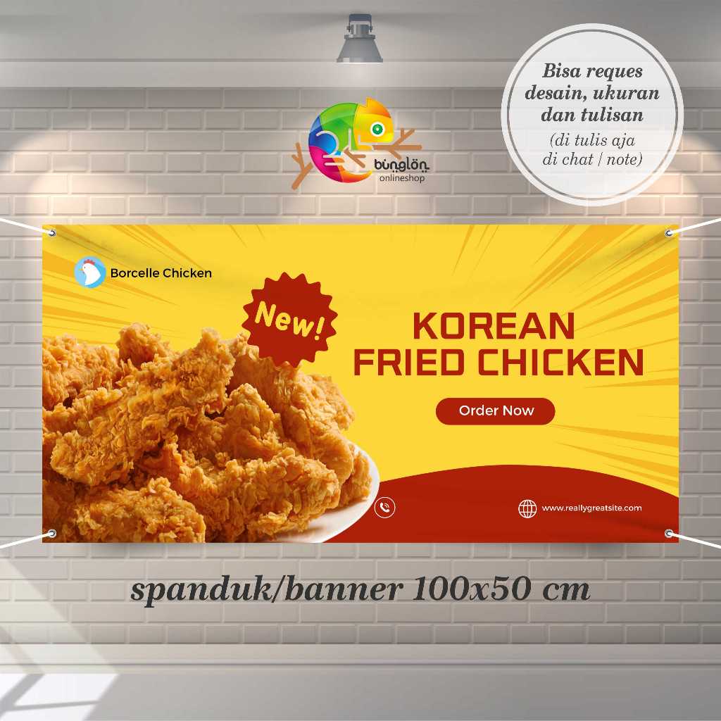 Jual Cetak Spanduk Banner Yellow Red Modern Fried Chicken | Shopee ...