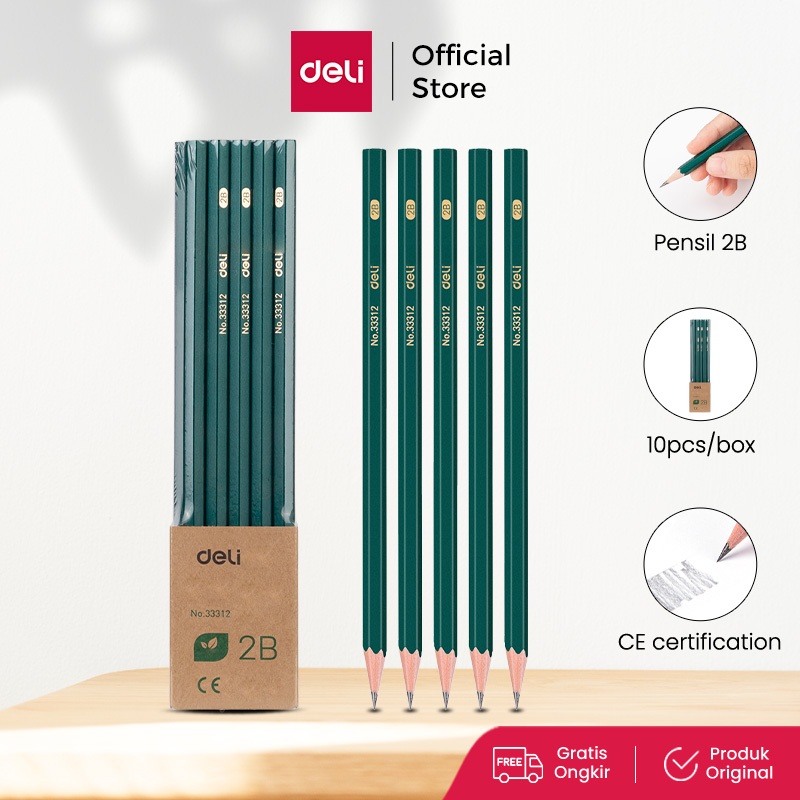 Jual Deli Pensil Kayu HB/2B 10pcs/Box 33312 | Shopee Indonesia