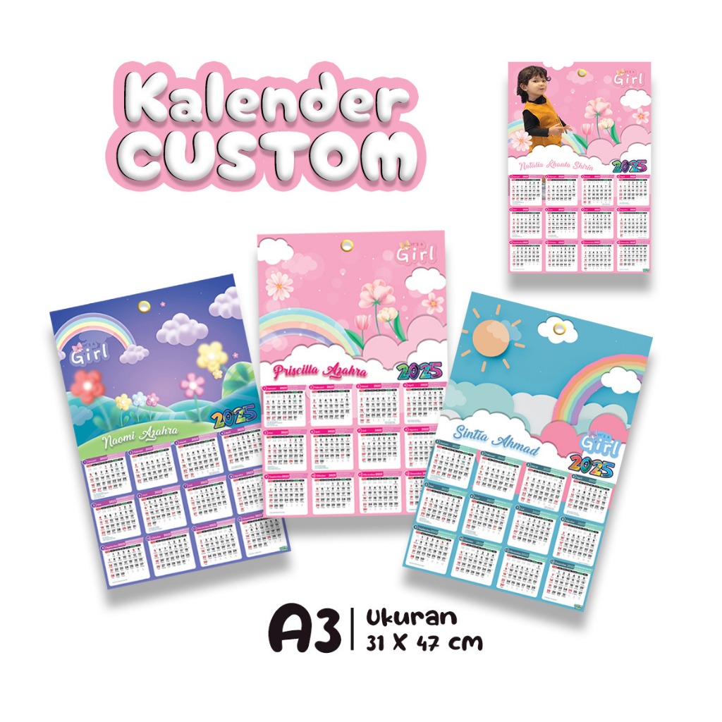 Jual Kalender Anak Dingding 2026 Custom Nama + Foto Desain Modern ...