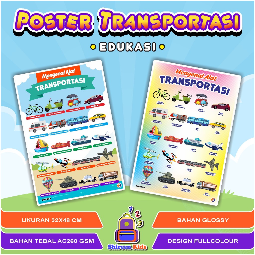 Jual Poster Edukasi Transportasi Darat, Laut dan Udara - Poster ...