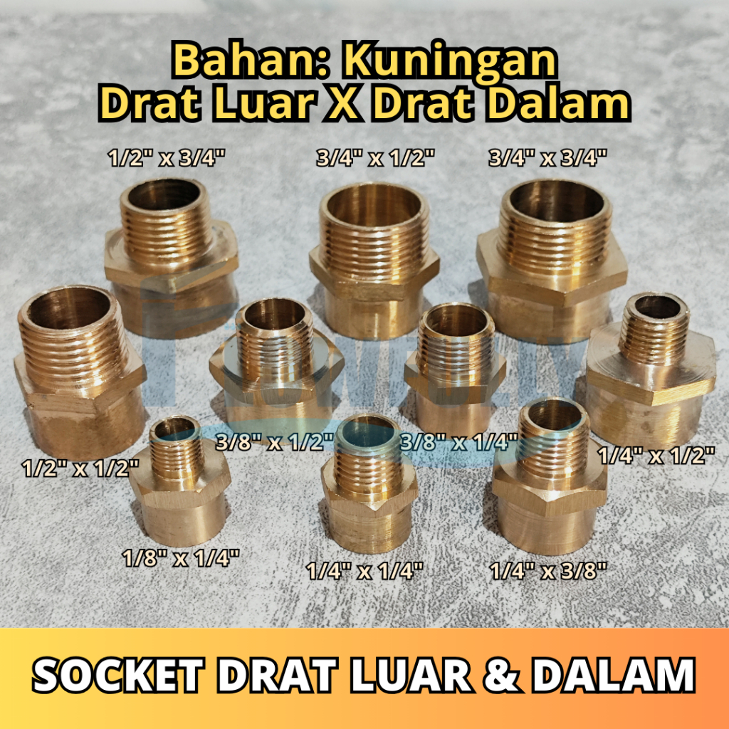 Jual SOCKET DRAT LUAR DALAM KUNINGAN KOMBINASI VARIAN SOK EXTENSION ...