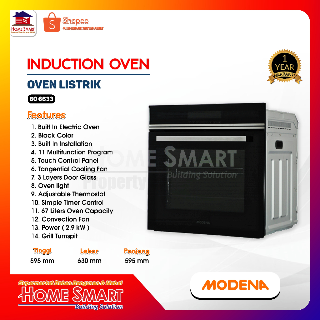 Jual MODENA Electric Oven BO 6633 Oven Tanam | Shopee Indonesia