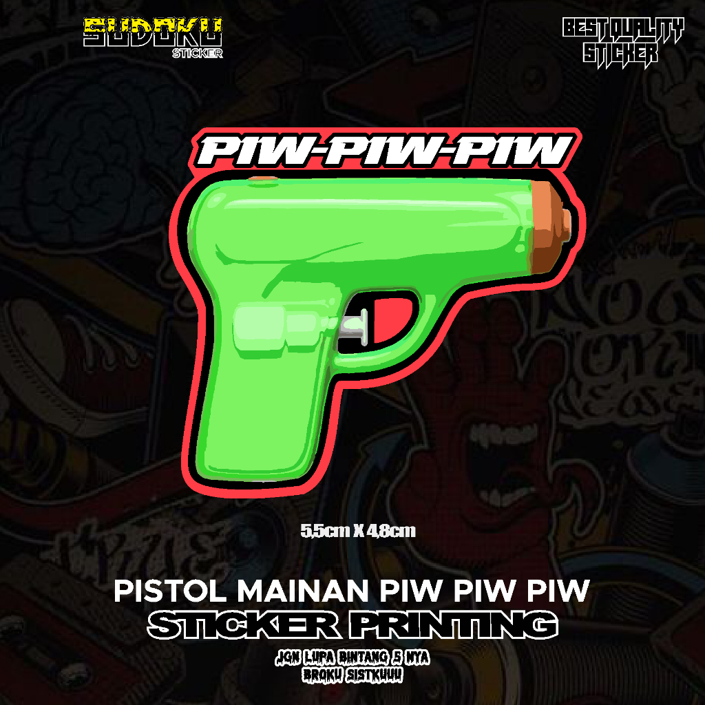 Jual STICKER STIKER PRINTING PISTOL MAINAN PIW PIW PIW WARNA HIJAU ...