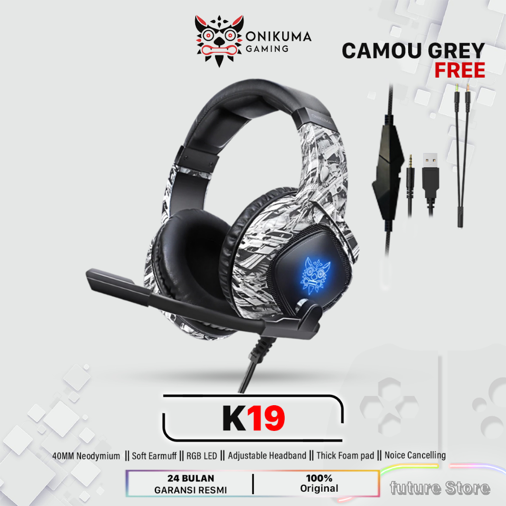 Jual ONIKUMA K19 Headset Gaming Rgb Light - Headphone Gaming Kamuflase ...