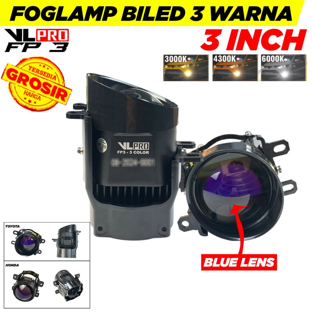 Jual Foglamp Projie Biled VLPRO FP3 3 warna blue lens hi low projector 12V foglight bracket ...