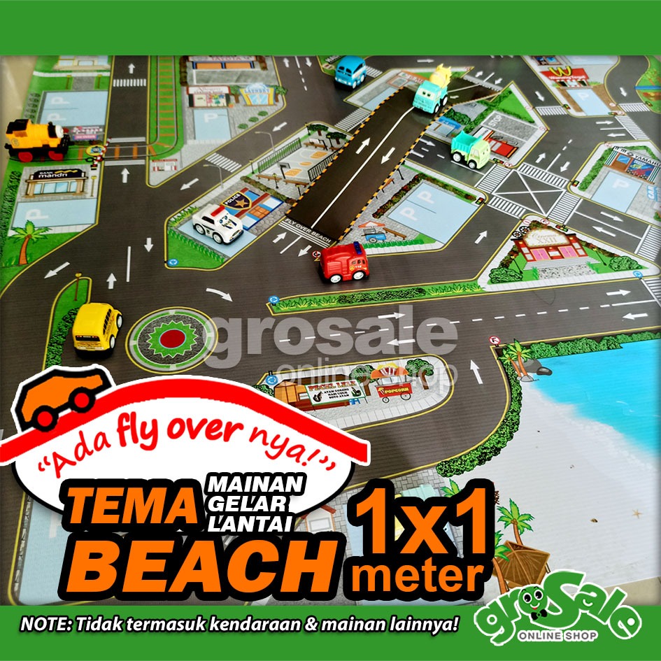 Jual 1X1M TEMA BEACH ROAD MAINAN GELAR LANTAI CAR DENAH PETA JALAN ...