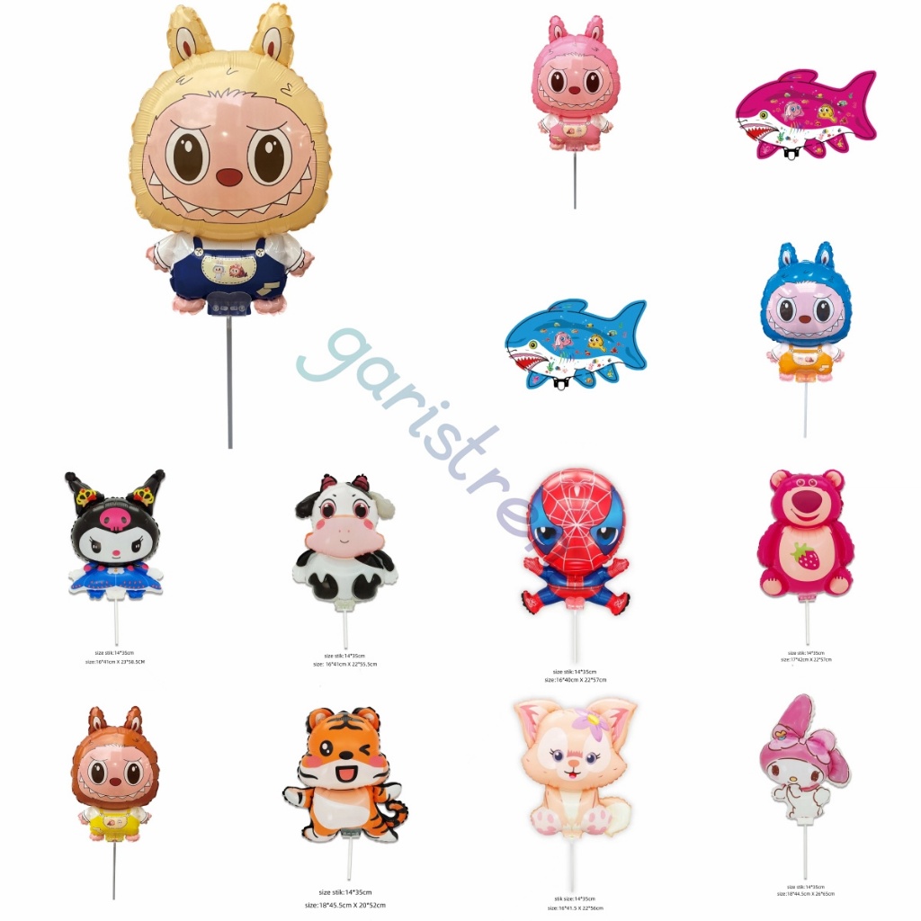 Jual Stik Balon Foil Set /Balon Foil Kartun Karakter/Balon labubu ...