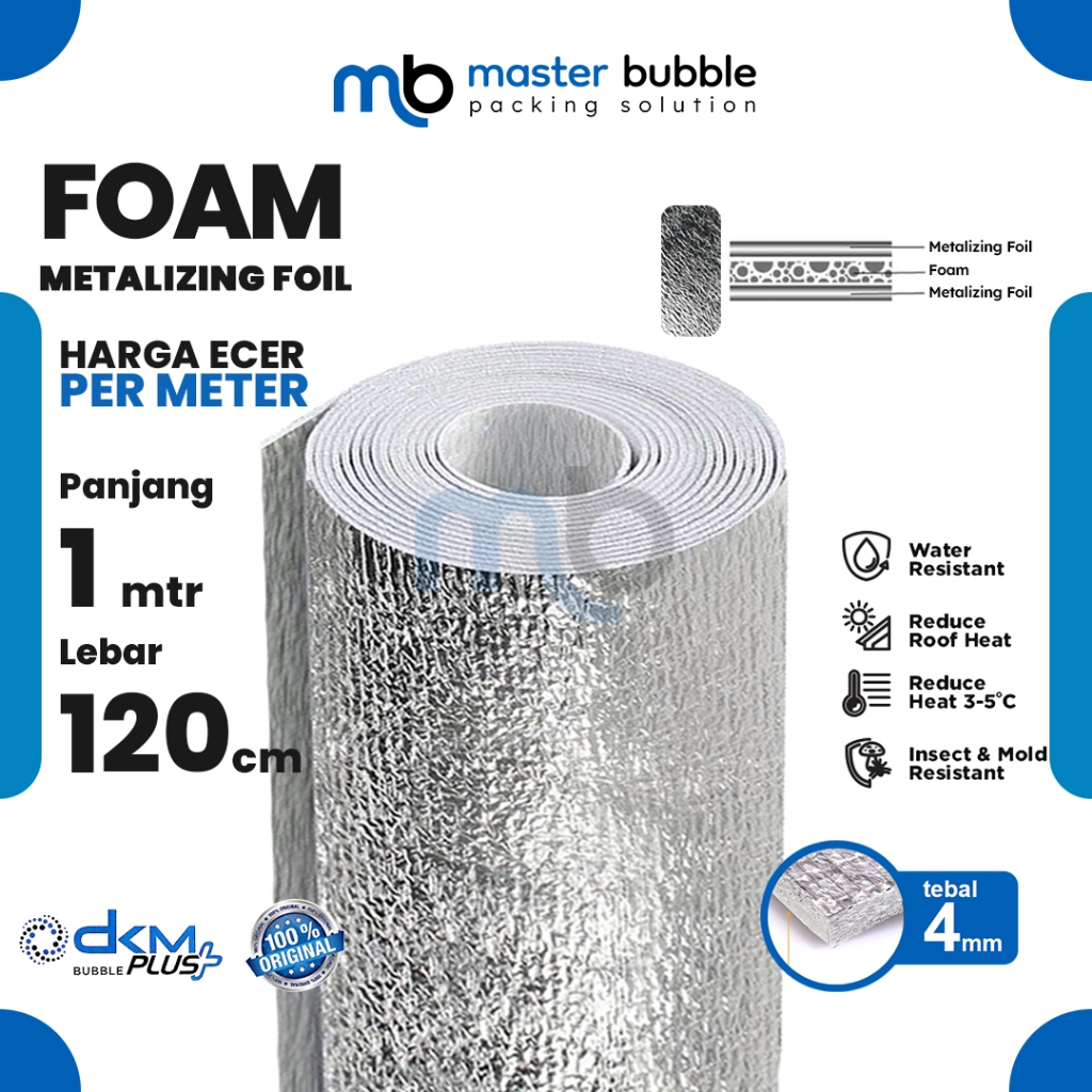 Jual PE Foam Foil 4mm DKM Ecer 1meter x 120cm METERAN / Insulation Foil ...
