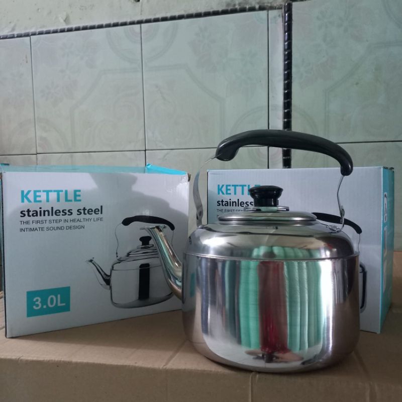 Jual ceret bunyi stainless steel ukuran 3 Liter/teko bunyi ukuran 3L murah/ceret siul stainless ...
