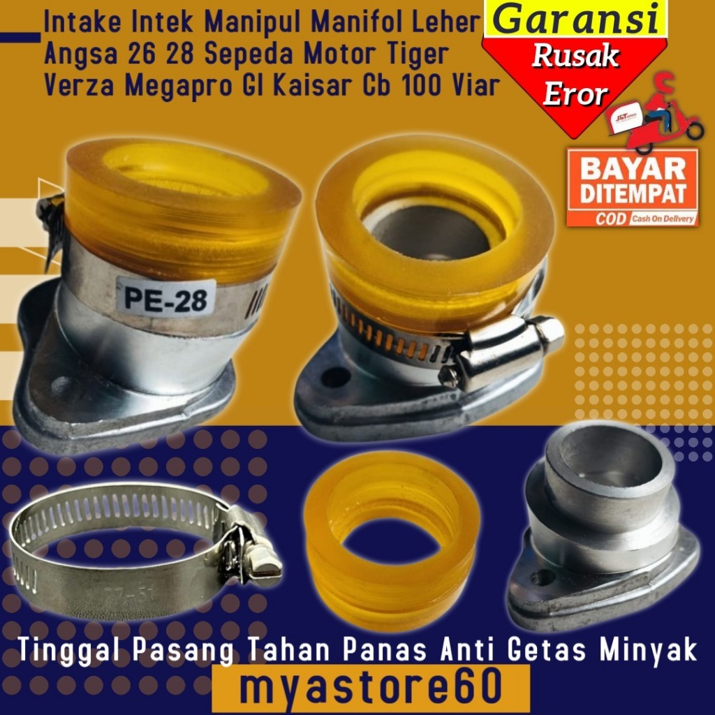 Jual Intek Intake Manipul Manifol Leher Angsa Miring Karbu Pe Pwk Pwl Cpo Ride It 26 28 Sepeda ...