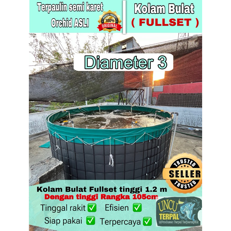 Jual Kolam Terpal Bulat Fullset Diameter 3 tinggi 1,2 Merk Orchid kolam ... Jual Kolam Terpal Bulat Fullset Diameter 3 tinggi 1,2 Merk Orchid kolam ...