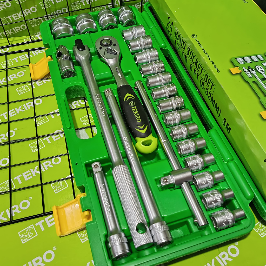 Jual Kunci Sok Set 24 Pcs Pvc Tekiro Hand Mata Sok Shock 24Pcs Box Plastik 6pt 1/2inci Socket ...