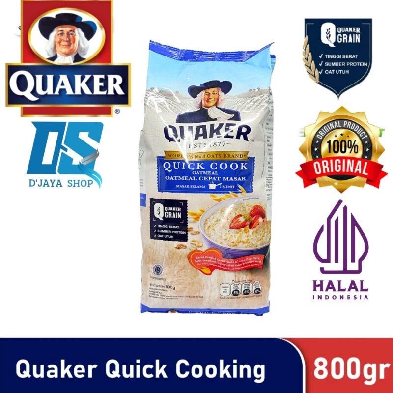 Jual QUAKER QUICK COOK OATMEAL BIRU TINGGI SERAT BESAR 800G | Shopee ...