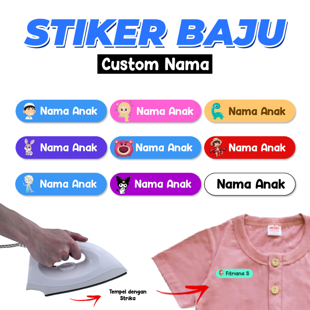 Jual Sticker Baju Custom Nama - Stiker Kain Kaos Strika Waterproof ...