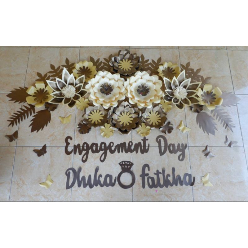 Jual ready Paper flower dekorasi bunga kertas backdrop lamaran dekorasi ...