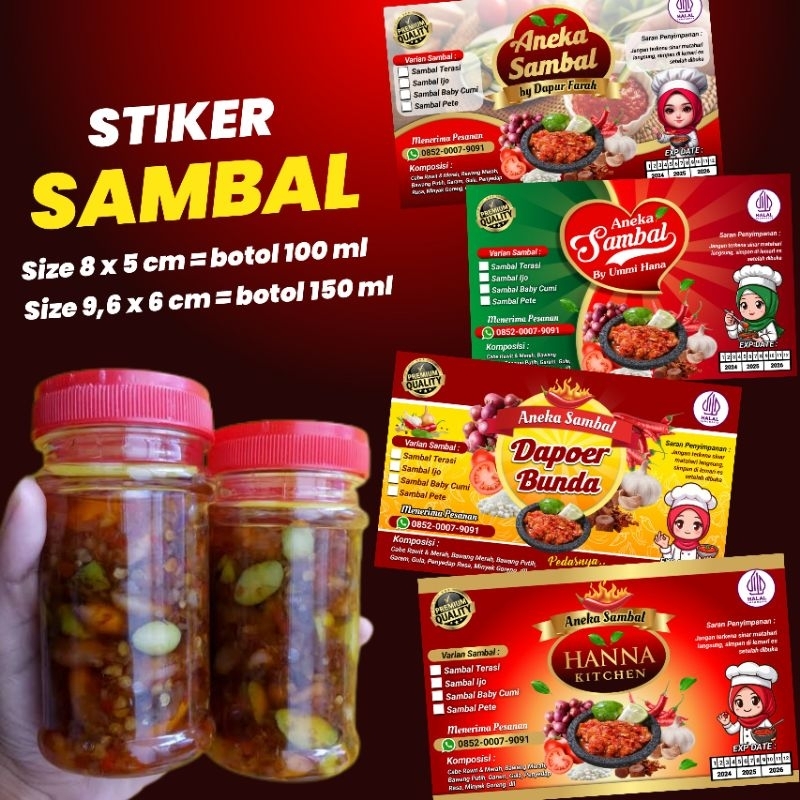 Jual ( minimal order 100 pcs ) sticker sambal custom sticker sambal ...