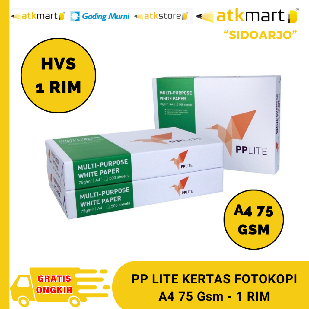 Jual PPLite Kertas HVS A4 Print Fotocopy 75 gsm - 1 rim 500 lembar ...