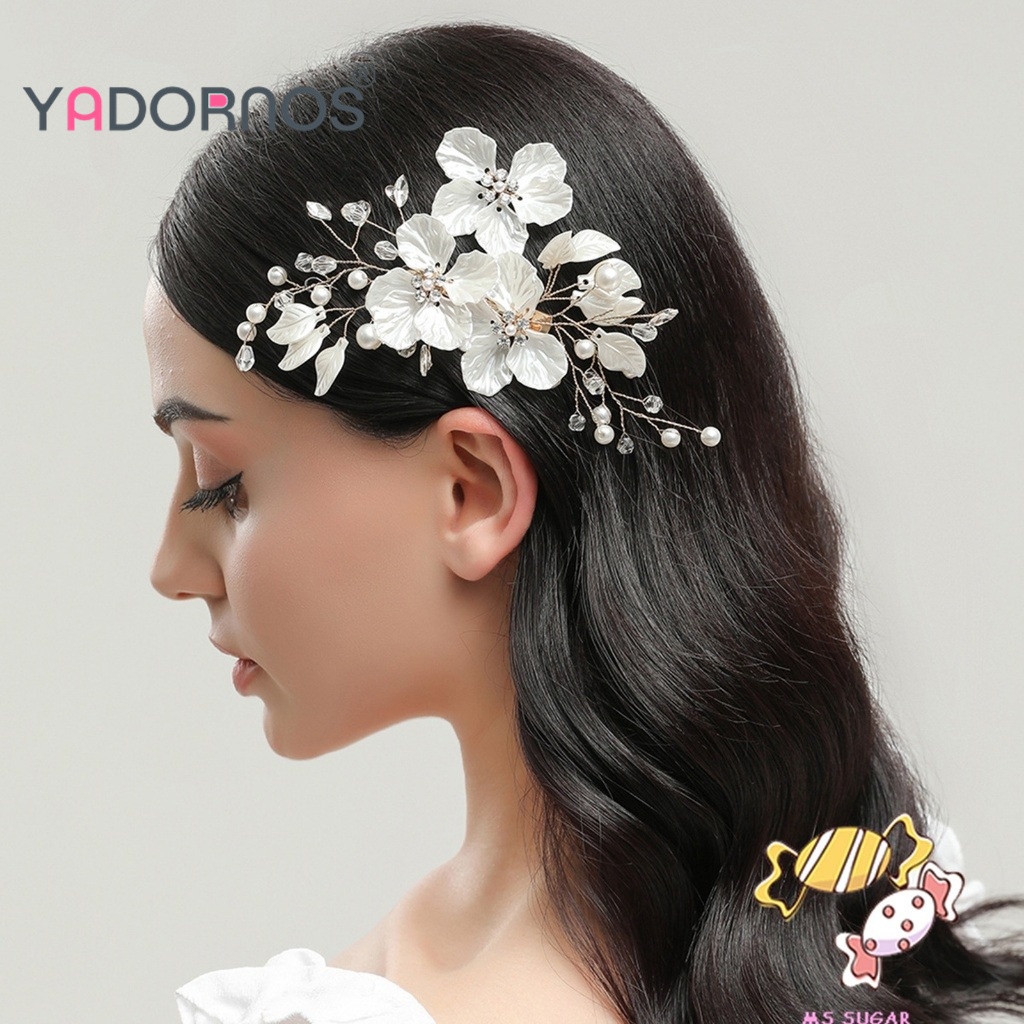 Jual YADORNOS Jepit rambut bunga mutiara pola cangkang putih | Shopee ...