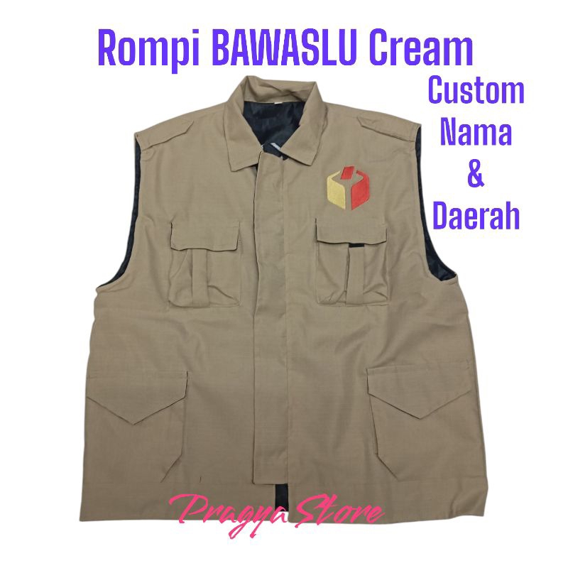 Jual Rompi BAWASLU Cream Custom Bordir Logo, Nama & daerah anda ...