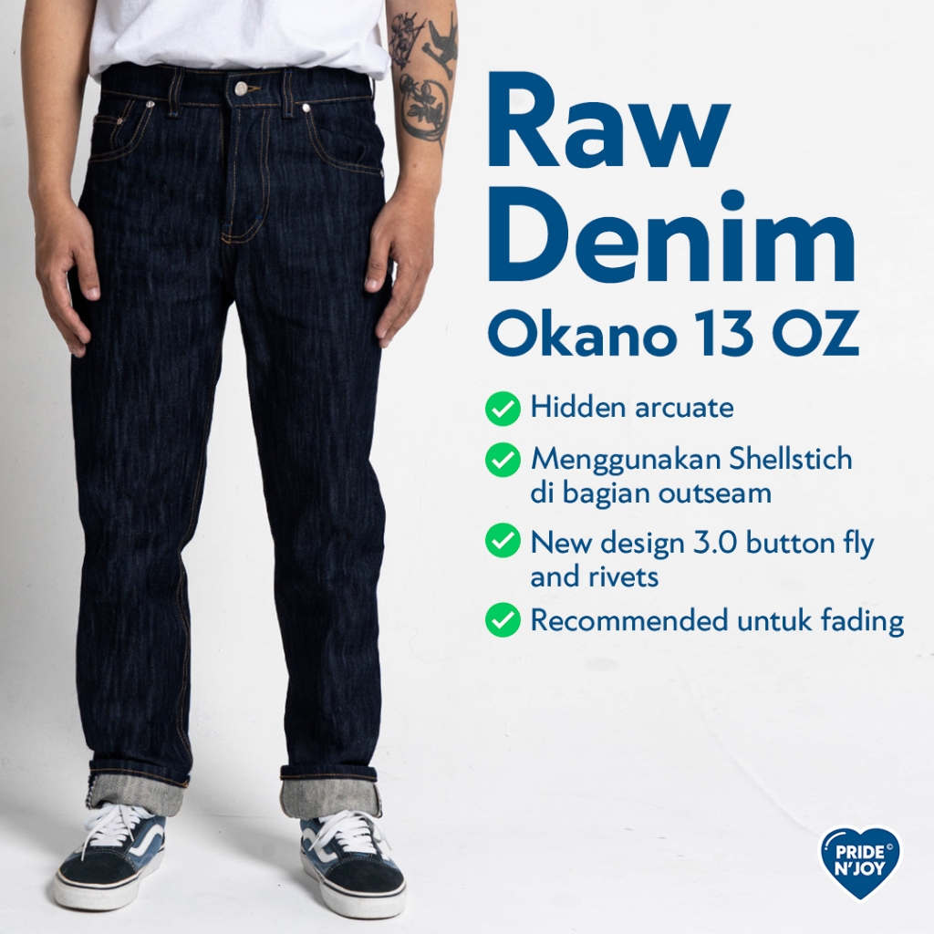 Jual Pride N Joy - Celana Jeans Raw Denim - Okano | Shopee Indonesia