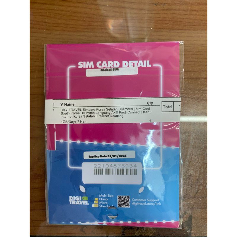 Jual digi travel sim card BARU ke KOREA 7 hari (1 GB per hari) | Shopee ...