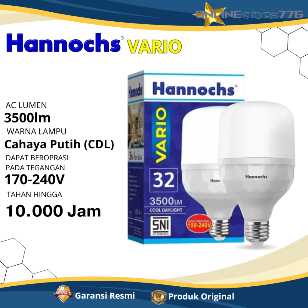 Jual Bohlam Lampu LED Hannochs LED Vario 6W 12W 18W 22W 30W 40W 45W 50W Cahaya Putih Cool ...