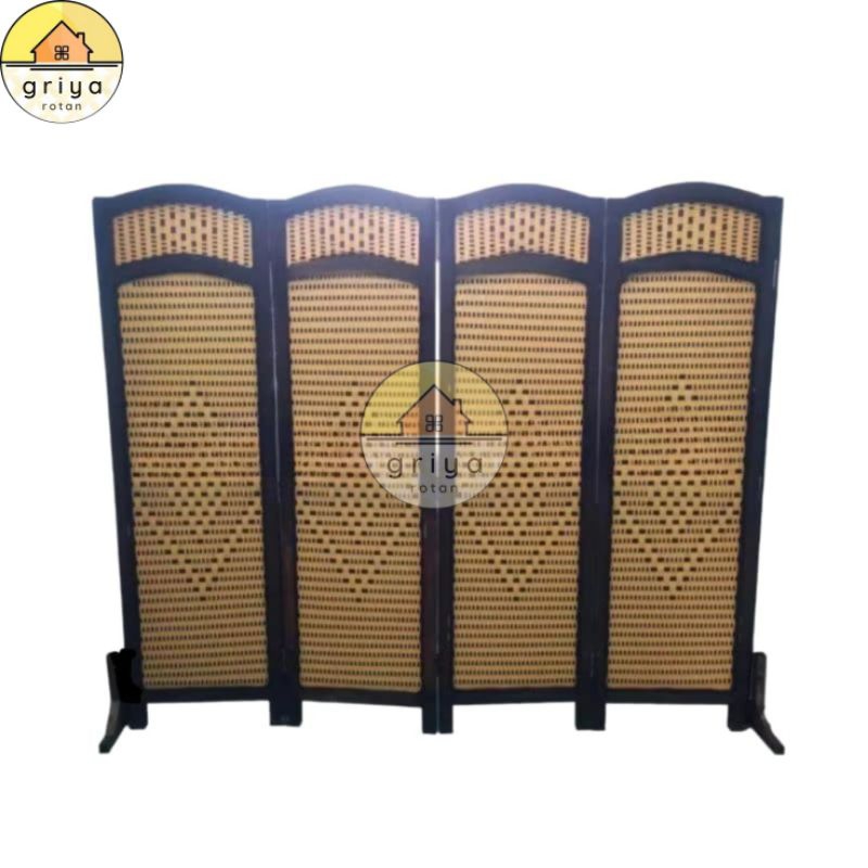 Jual Sekat Ruangan Rotan Sintetis Natural 4 Panel | Shopee Indonesia