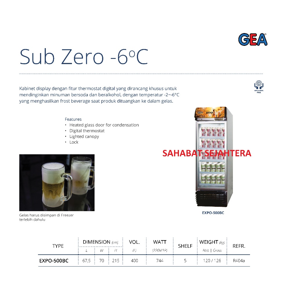 Jual GEA SUB ZERO COOLER EXPO-500BC Kulkas Beer 1 Pintu | Shopee Indonesia