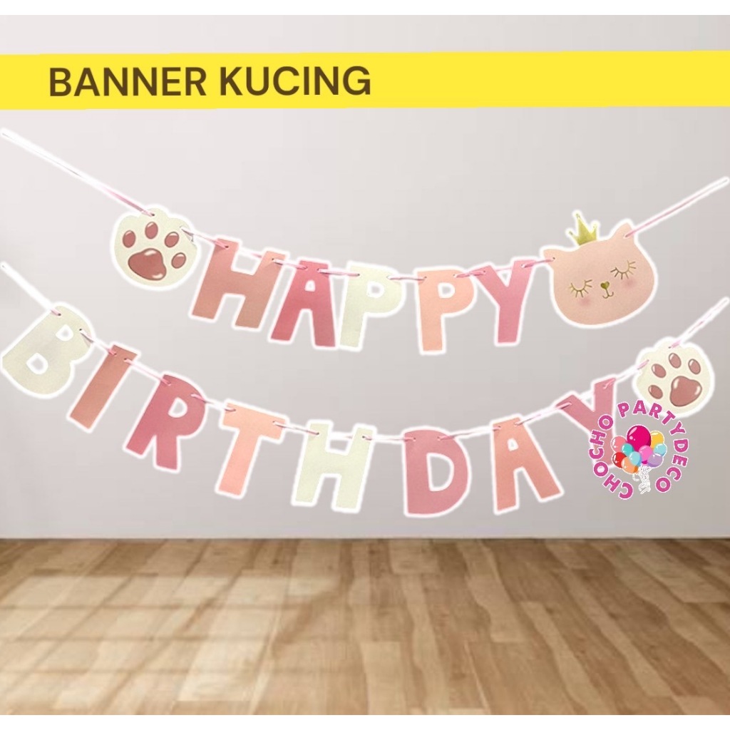 Jual Bunting Flag KUCING / Banner Ulang Tahun Kucing Cat | Shopee Indonesia