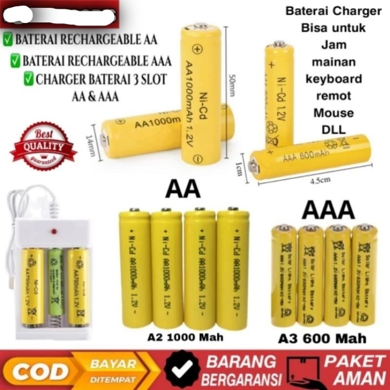 Jual BATERAI BATTERY BATERAI RECHARGEABLE TYPE AAA DAN AA 𝑻𝒆𝒓𝒎𝒖𝒓𝒂𝒉 ...