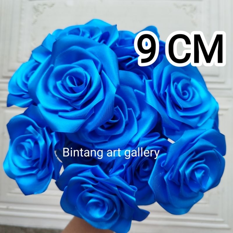 Jual ( 9 CM ) BUNGA MAWAR PITA SATIN / BUNGA SATIN / BUNGA BUKET ...