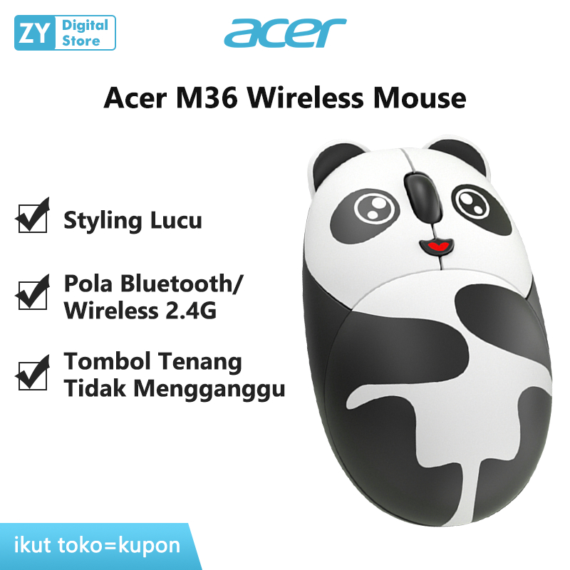 Jual Acer M36 Wireless Mouse Lucu Panda Mouse Suara Ringan 2.4G ...