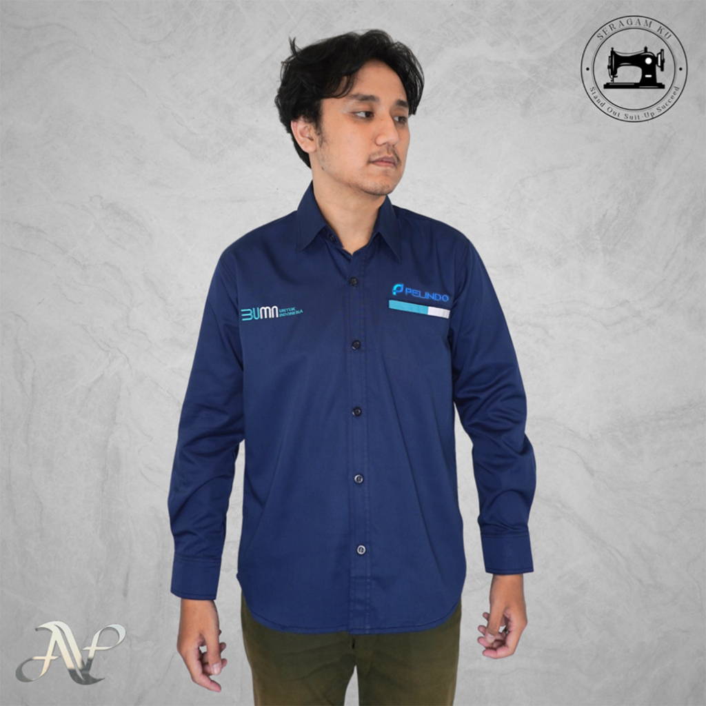 Jual Seragam Ku Kemeja BUMN PELINDO BIRU PDL PDH Lengan Panjang Navy | Shopee Indonesia
