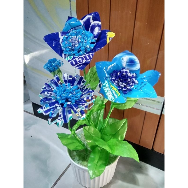 Jual bunga daur ulang dari bungkus snack//prakarya kerajinan tangan ...