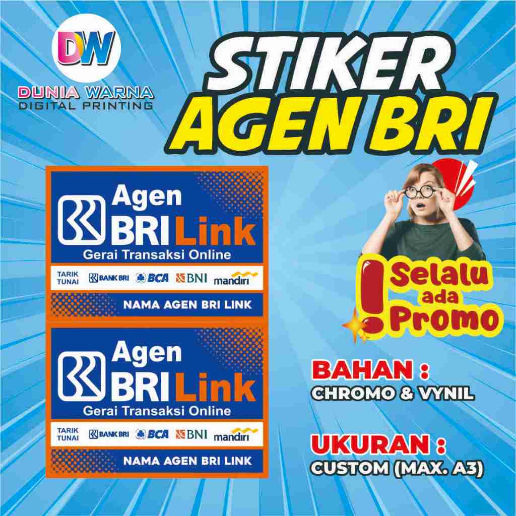 Jual Cetak Sticker Agen BRI/Cetak Stiker Custom | Shopee Indonesia