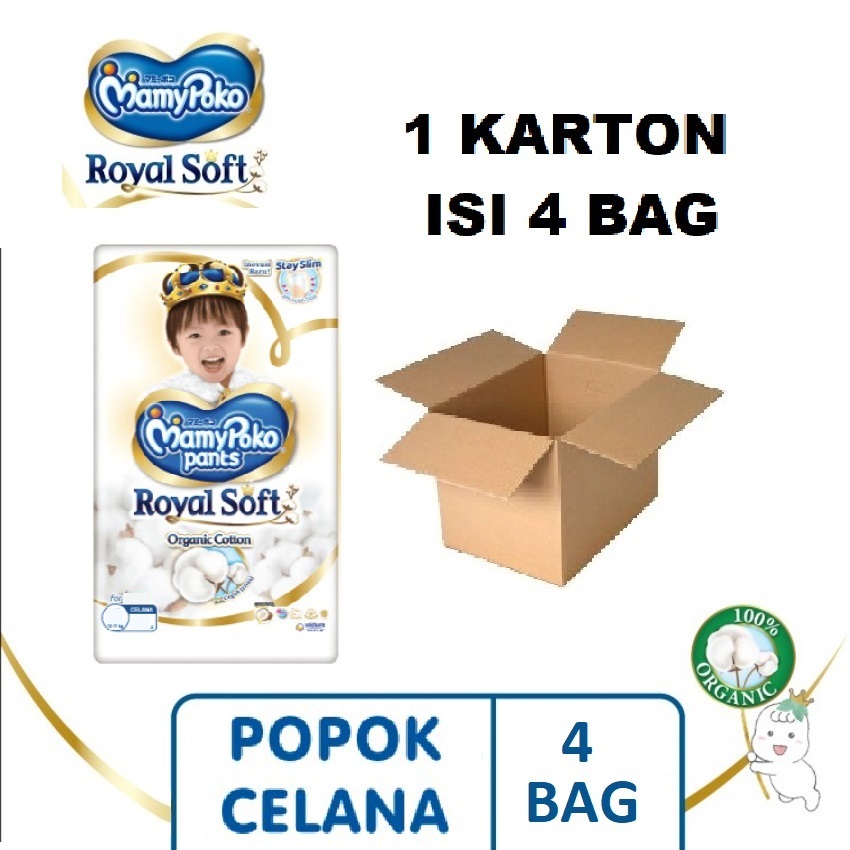 Jual MAMYPOKO Royal Soft Pants (1 karton isi 4 bag) Mamy Poko Organic Cotton Boy/Girl (M42 L34 ...