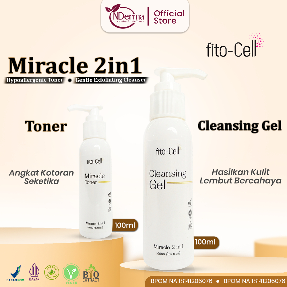 Jual Nderma Miracle 2in1 Toner & Cleansing Gel FITO CELL - 100ml | Shopee Indonesia