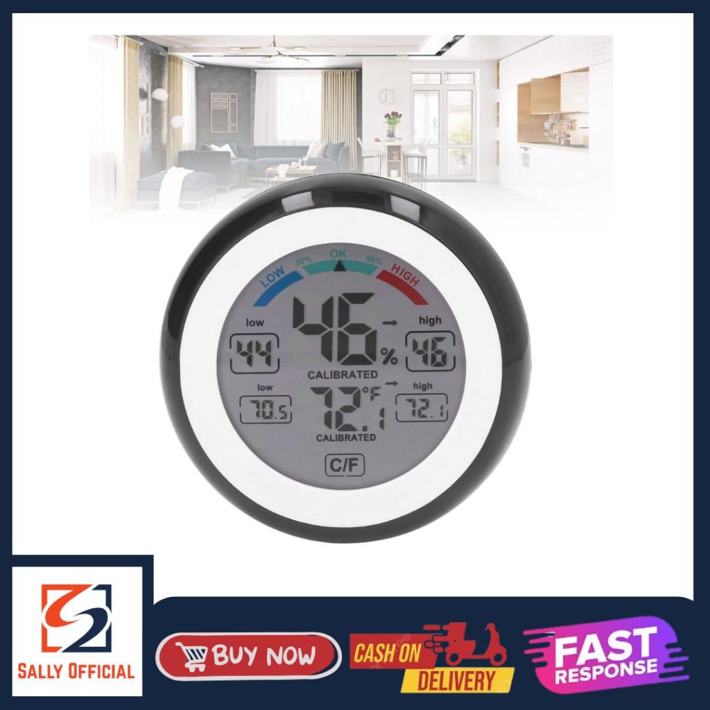 Jual Hygrometer Touch Screen Magnet Thermometer Digital Humidity Pet ...