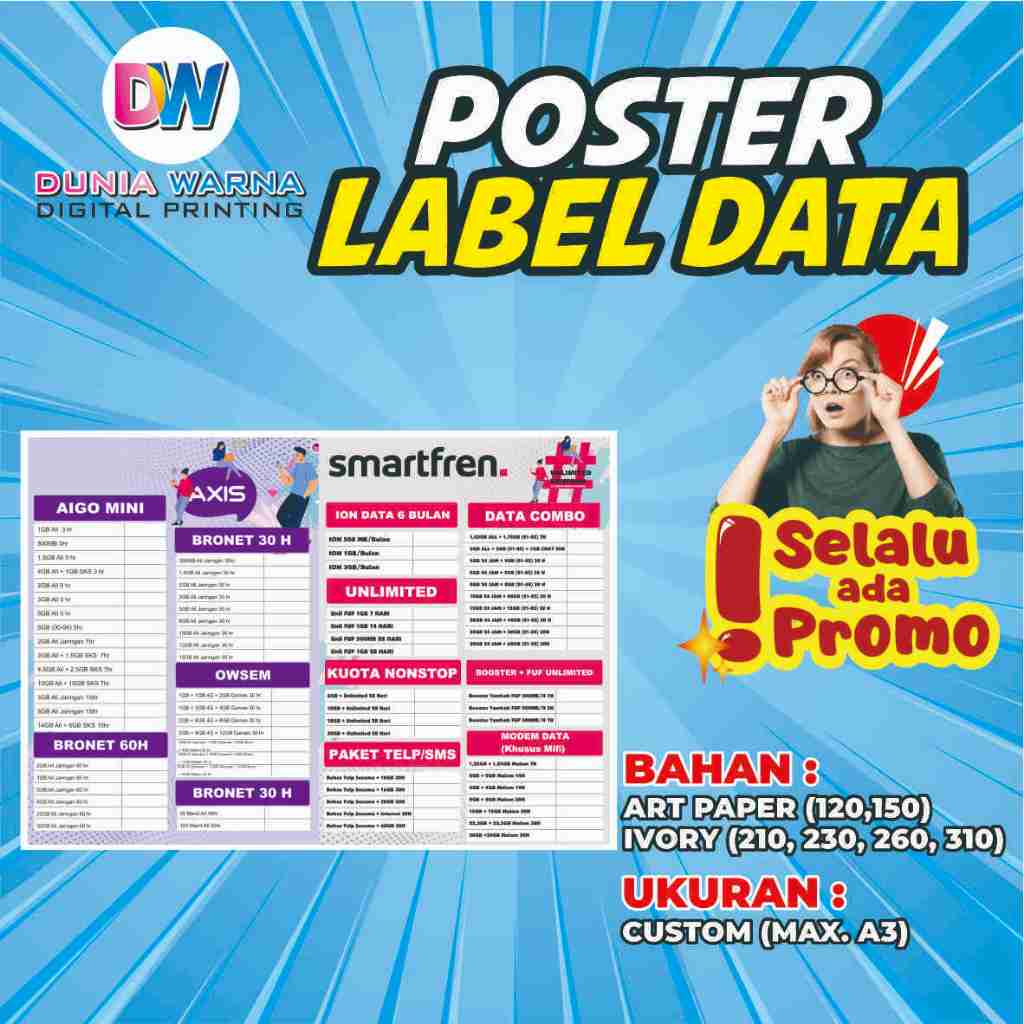 Jual POSTER LABEL DATA AXIS/SMARTFREN | Shopee Indonesia
